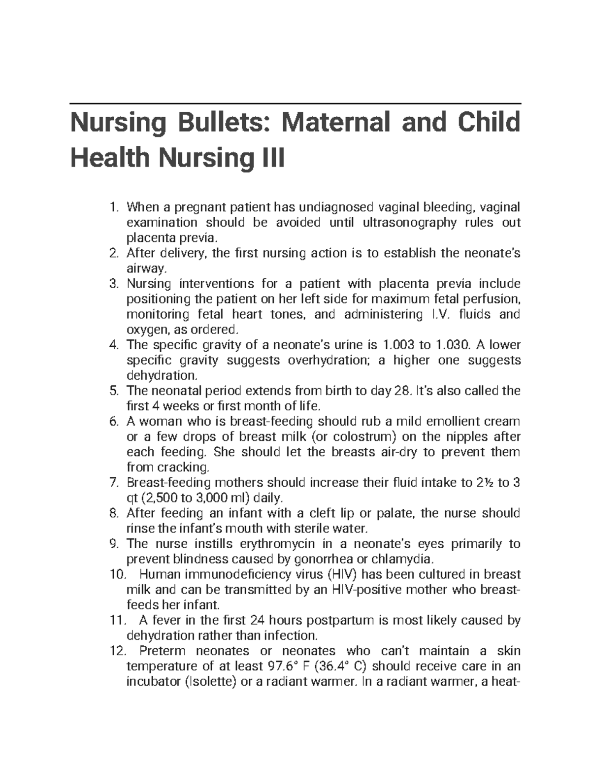 Maternal and Child Health Nursing 3 Bullets - Nursing Bullets: Maternal ...