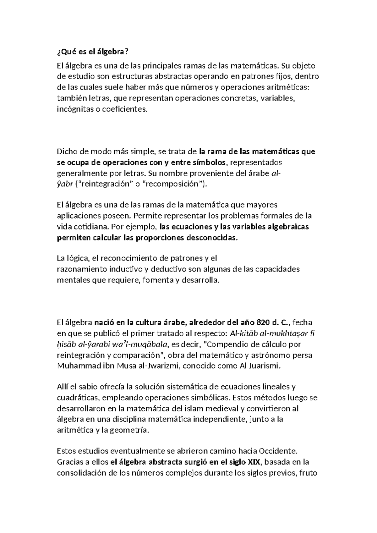 ¿Qué es el álgebra - Algebra - ¿Qué es el álgebra? El álgebra es una de ...