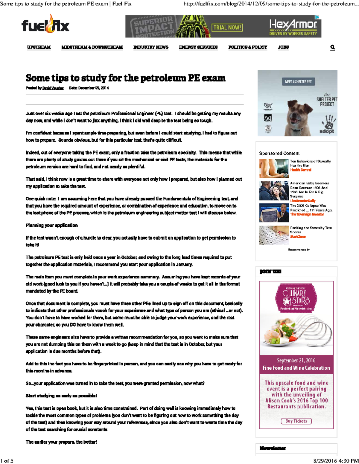 Some tips to study for the petroleum PE exam Fuel Fix - ..Sponsored ...