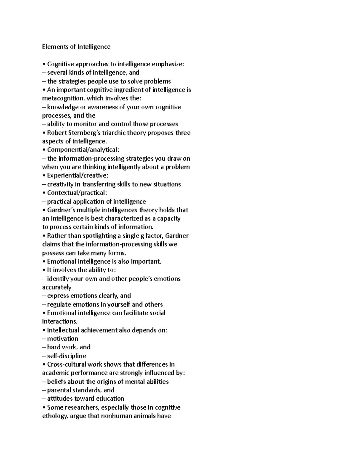 Elements of Intelligence - Elements of Intelligence Cognitive ...