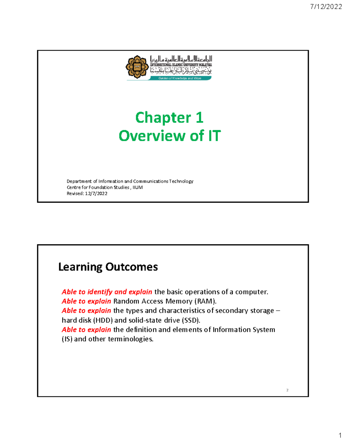 Topic 1 - Overview of IT - Department of Information and Communications ...