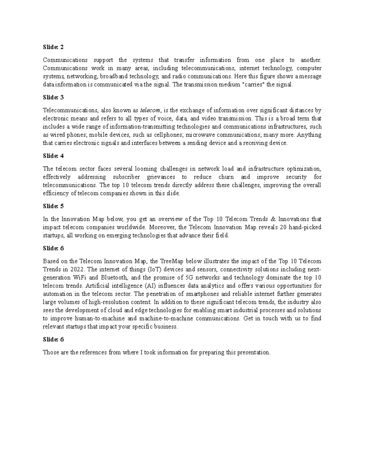 Script - Telecommunication Presentation - Slide: 2 Communications ...