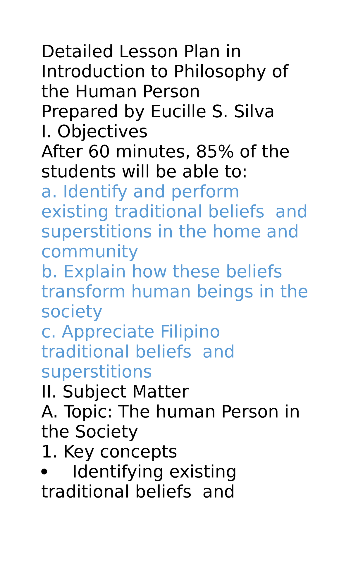 4A's Lesson PLAN - be guided - Detailed Lesson Plan in Introduction to ...