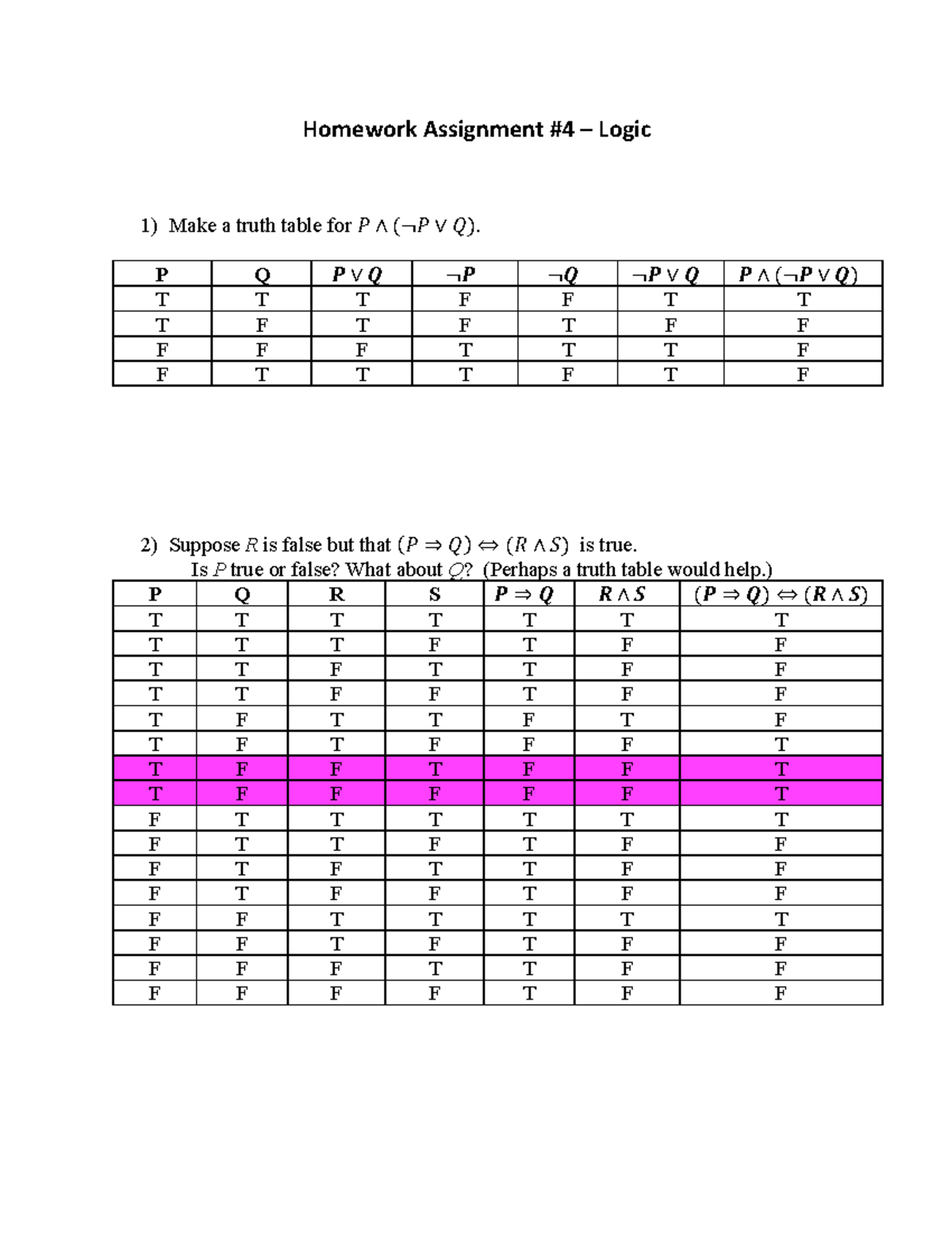 Homework 4 Logic Discrete Math Assignmentcoursework Homework