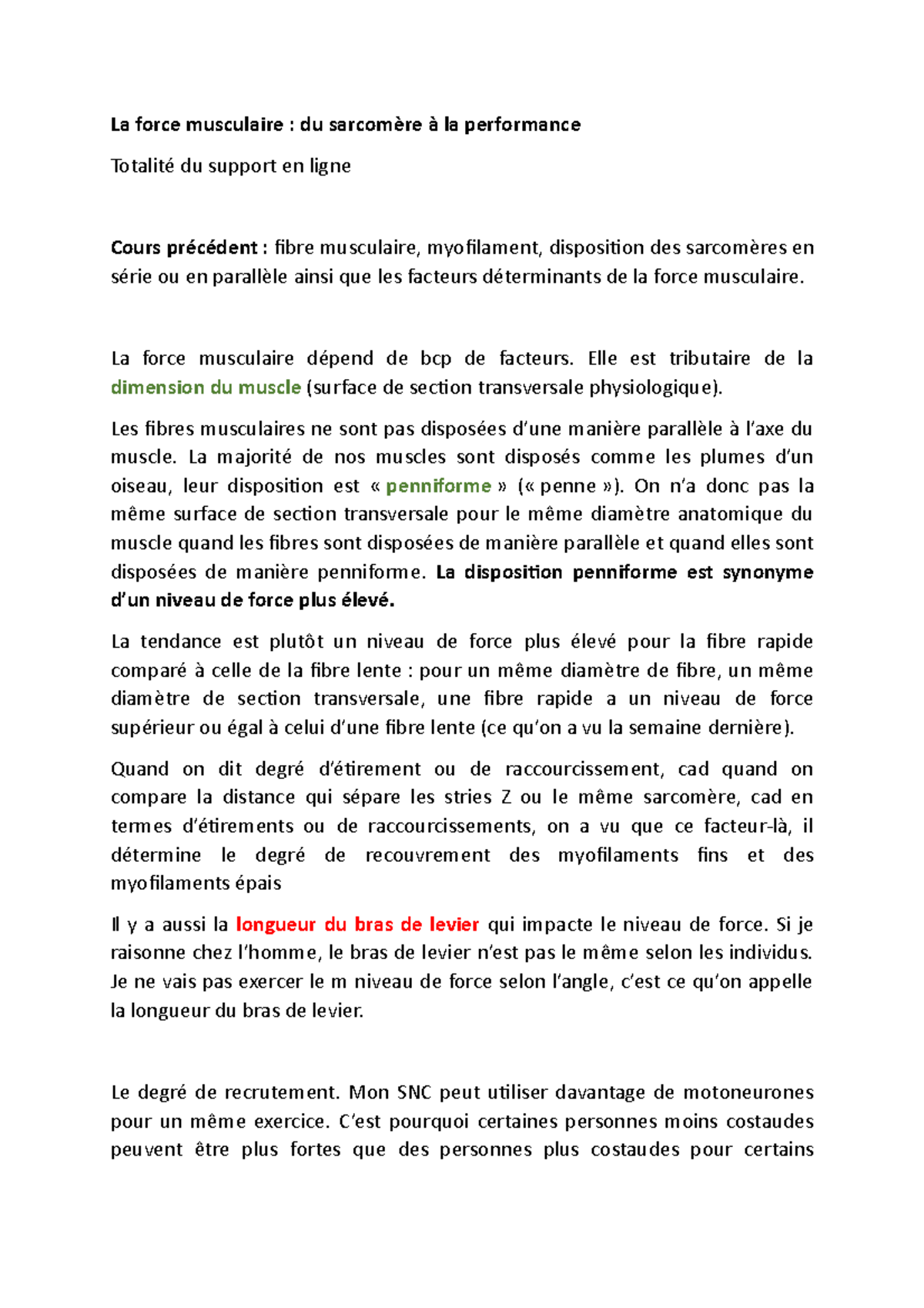 Physio CM4 - Ce cours présente les informations principales relatives à ...