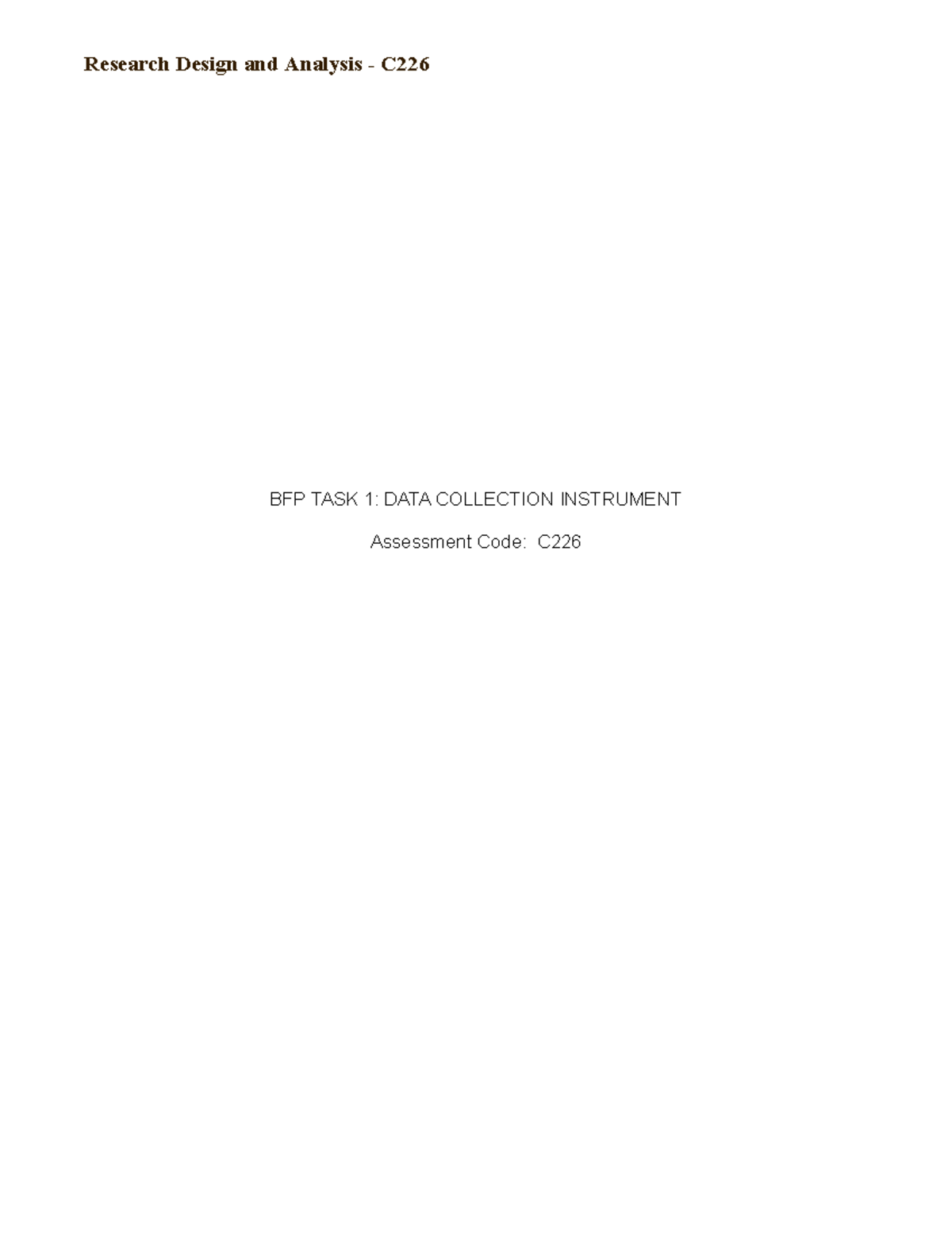 Research Design and Analysis - C226 Assignment-EDIT - Research Design ...