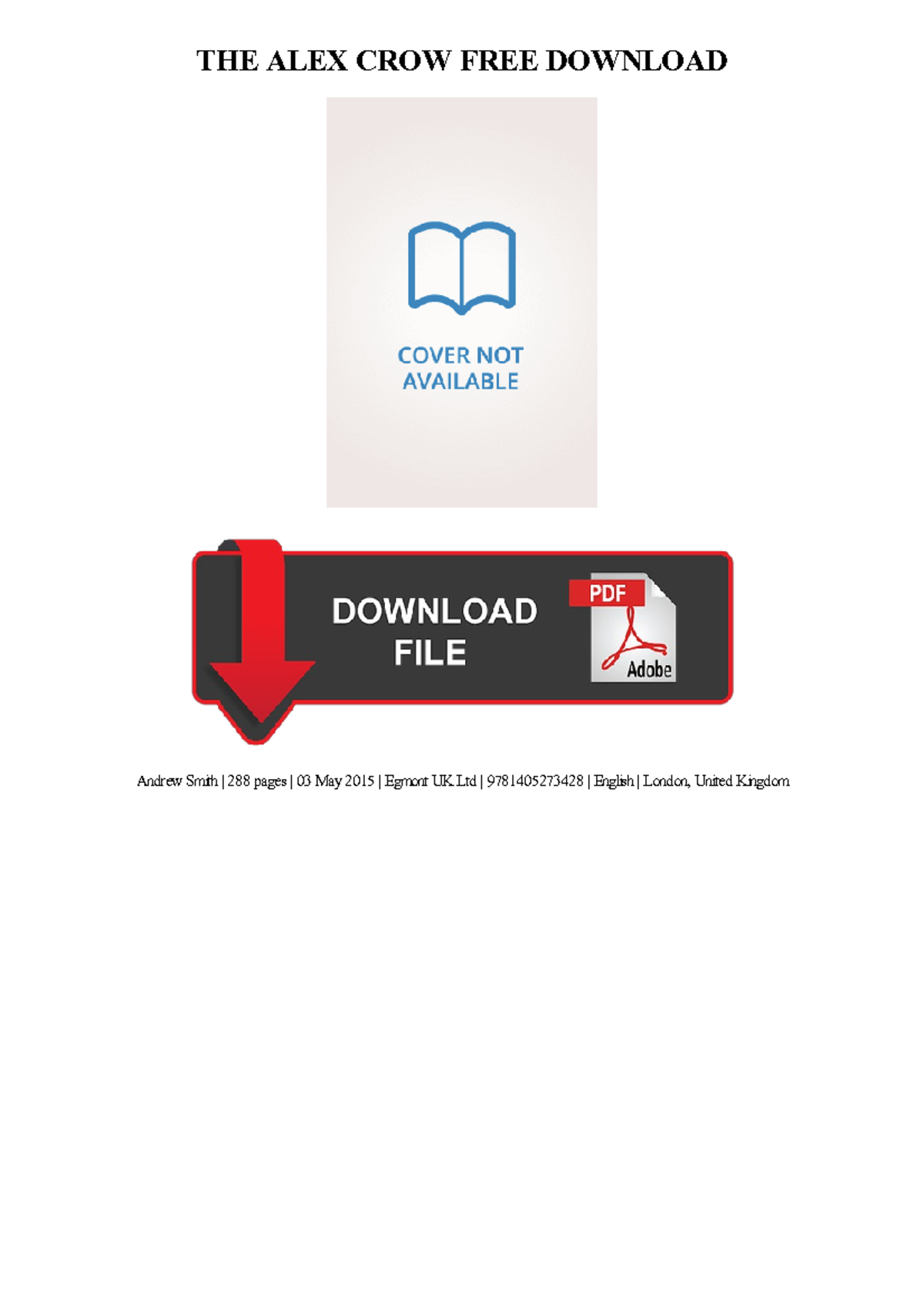 Normal ;'L;KLJK - THE ALEX CROW FREE DOWNLOAD Andrew Smith | 288 pages ...