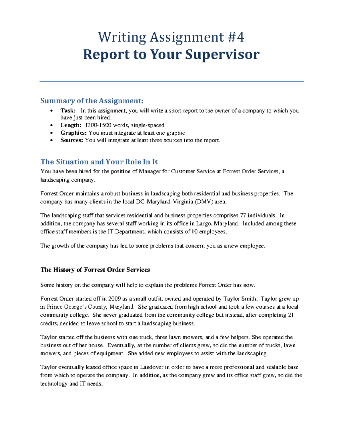 WRTG393 WA4 Report to Supervisor 2023 FO - Writing Assignment Report to ...