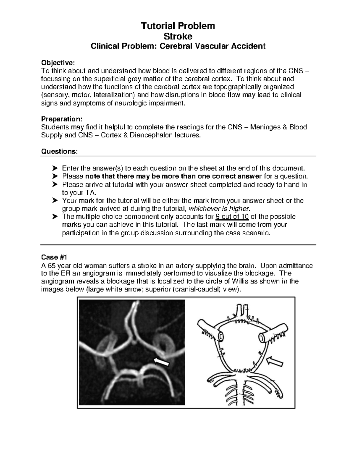 Tutorial Problem Cerebral Vascular Accident (MCQ) - Copy - Tutorial Problem Stroke Clinical ...