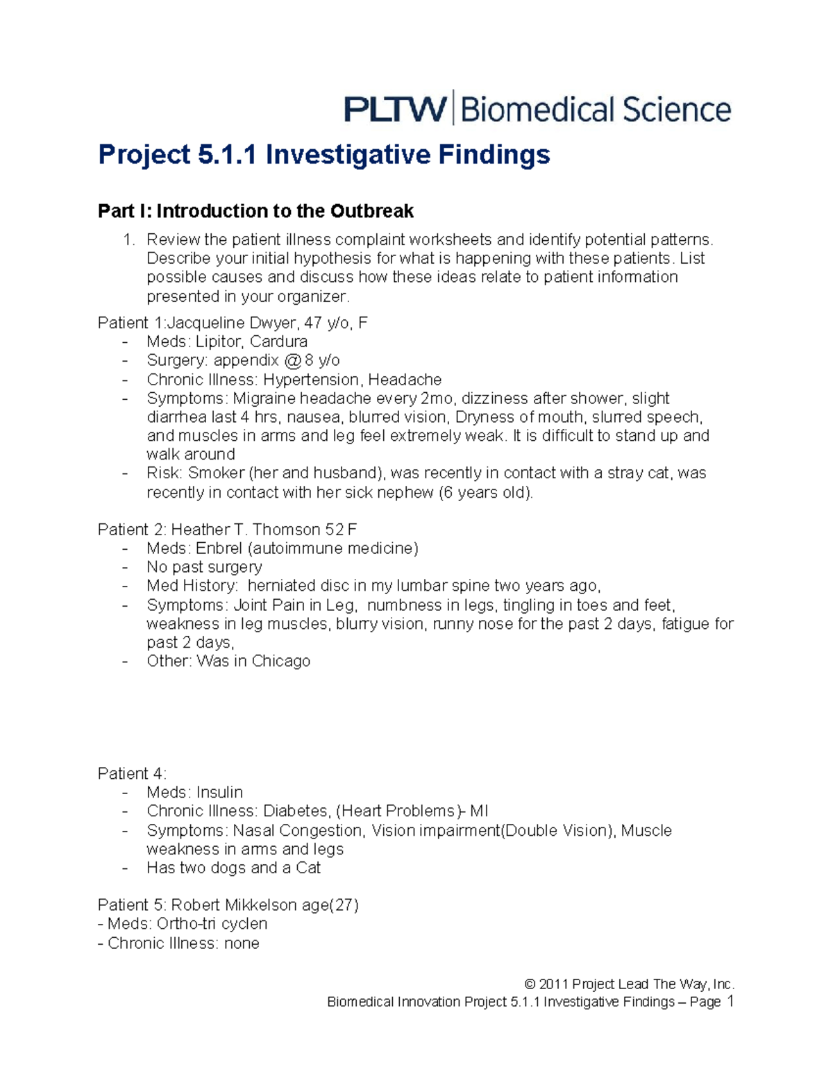 Copy of 5 1 1 P SR Investigative Findings - Project 5.1 Investigative ...