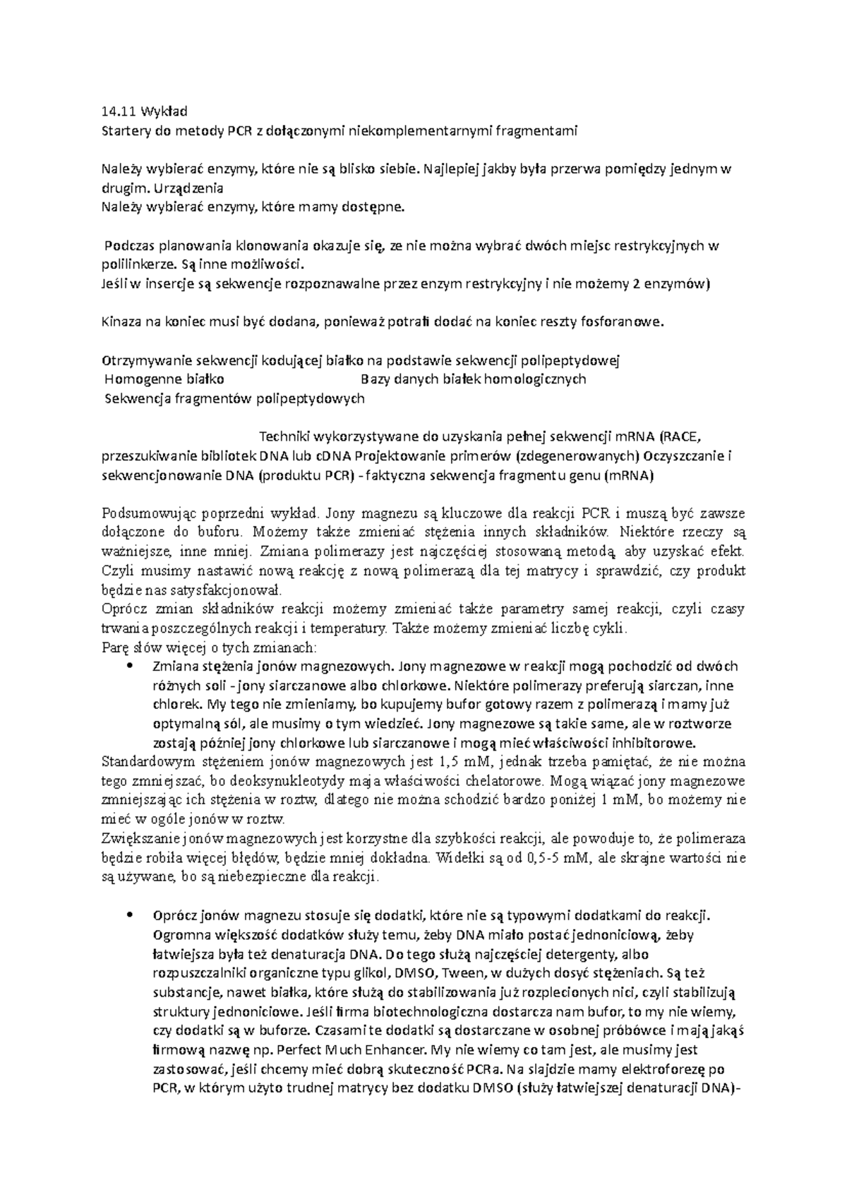 Wykład 4 PCR - Wykład 4 PCR - 14 Wykład Startery do metody PCR z dołączonymi niekomplementarnymi ...