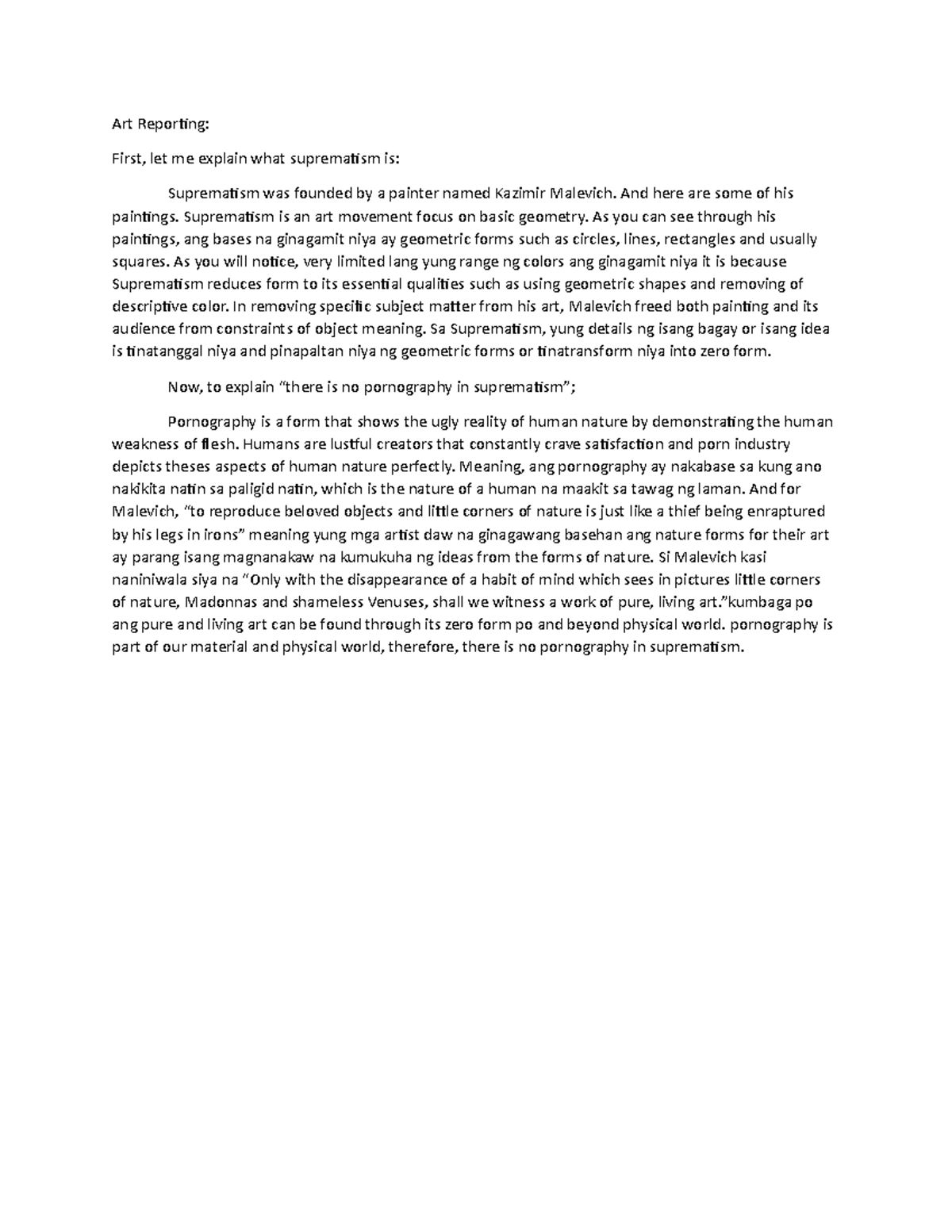 Art Reporting: Supremacy in Art. Lecture in GEC10 - Art Reporting ...