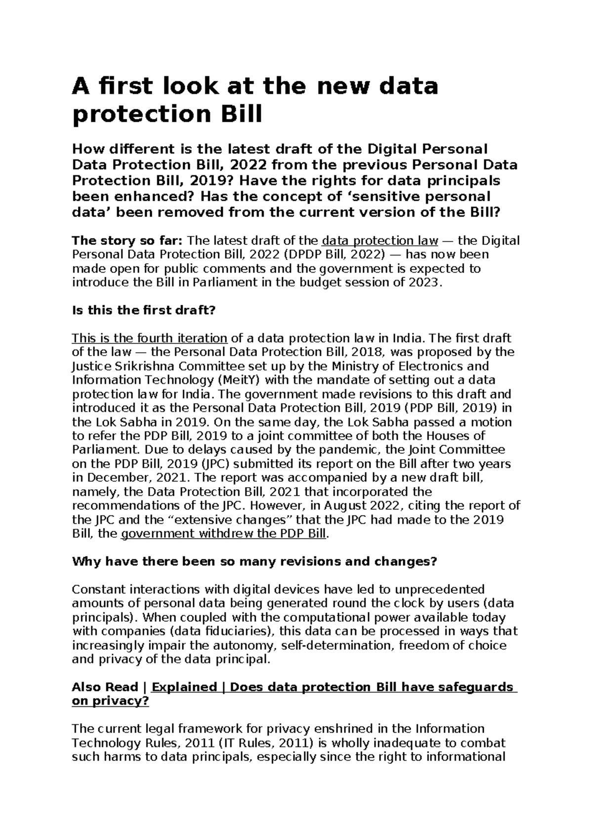 Personal Data Protection Bill 2022 Explainer - A first look at the new ...