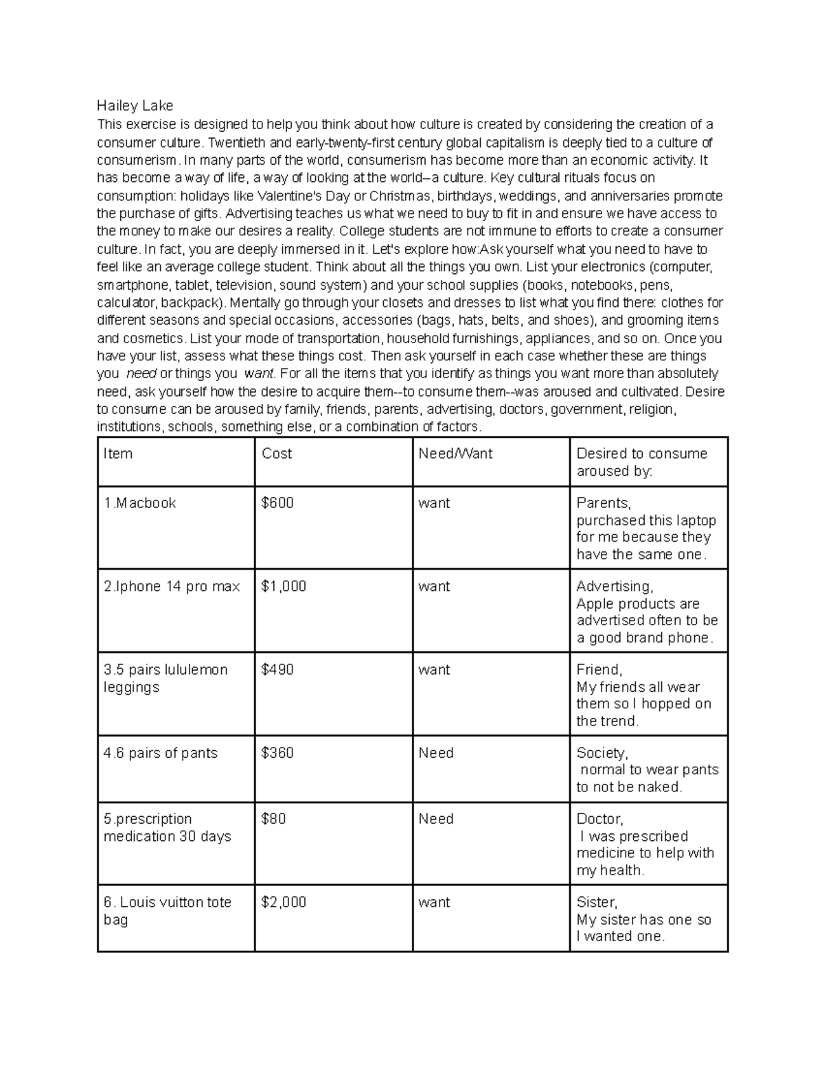 Soc lab 1 -Hailey lake - first in class lab assignment lab 1 - Hailey ...
