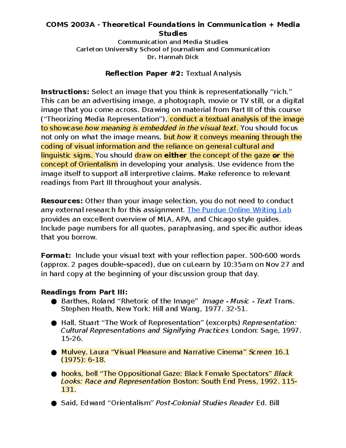 Reflection Paper 2: Textual Analysis - COMS 2003A - Theoretical ...