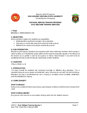 CWTS Lesson 1-5 - Handouts for NSTP CWTS - NATIONAL SERVICE TRAINING ...