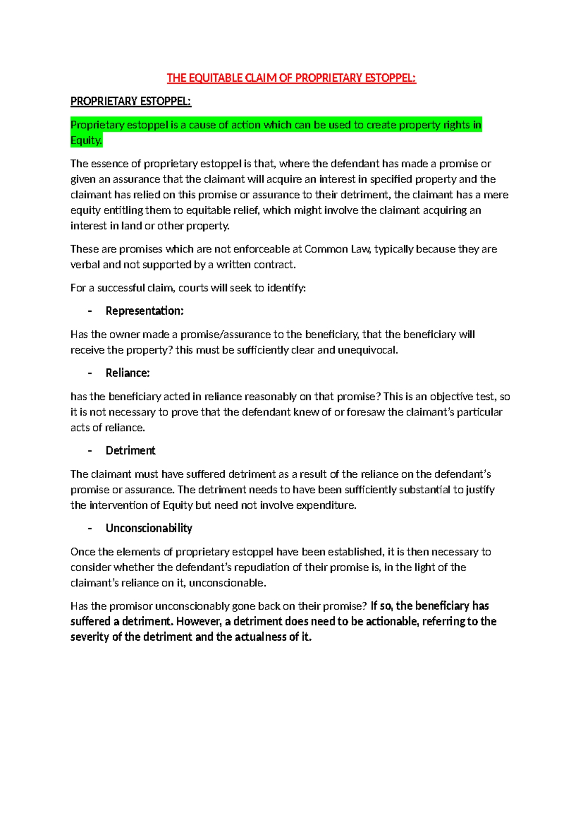 LEC 6 - Proprietary Estoppel - THE EQUITABLE CLAIM OF PROPRIETARY ...