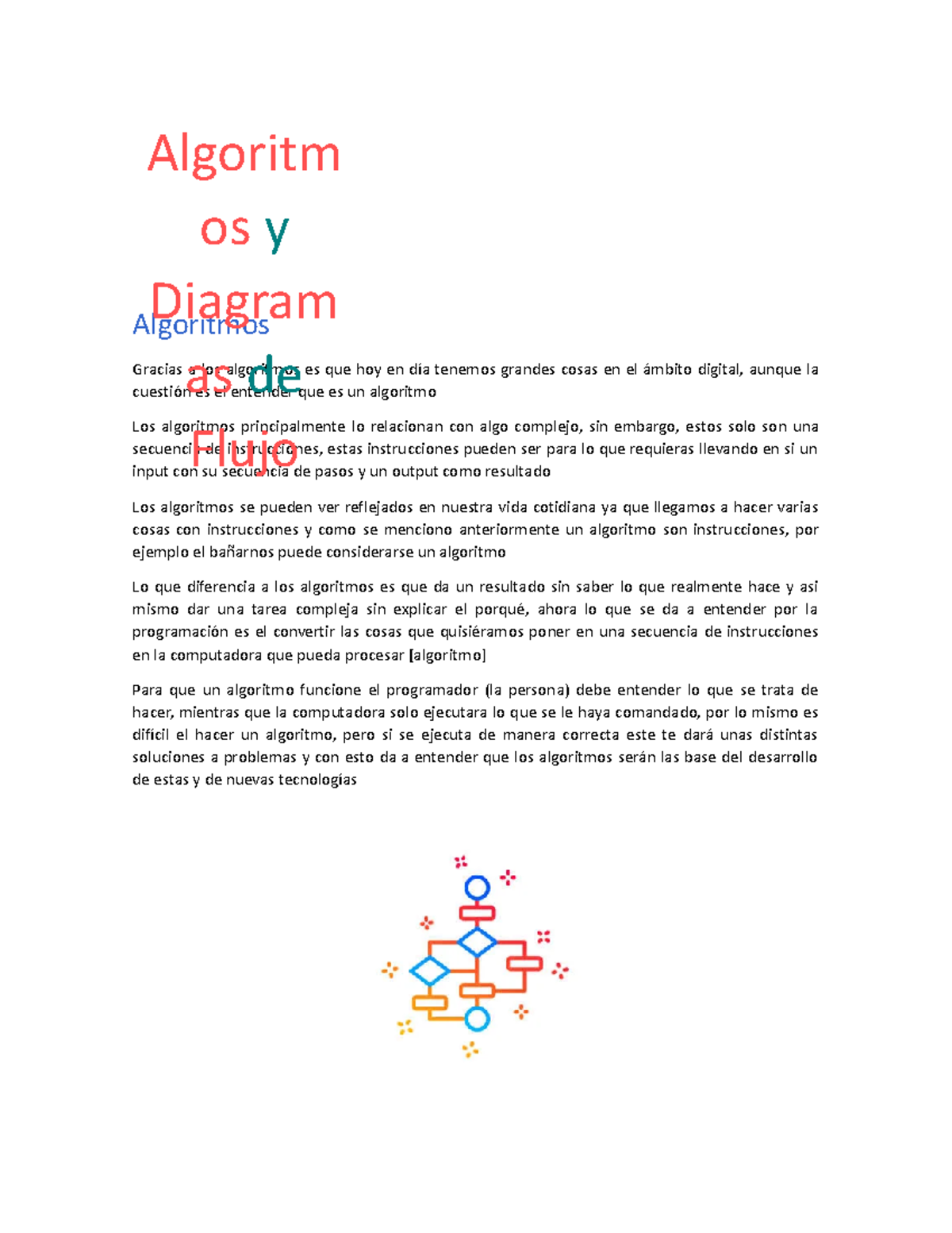 Algoritmos y Diagrama de flujo - Algoritmos Gracias a los algoritmos es que hoy en día tenemos ...