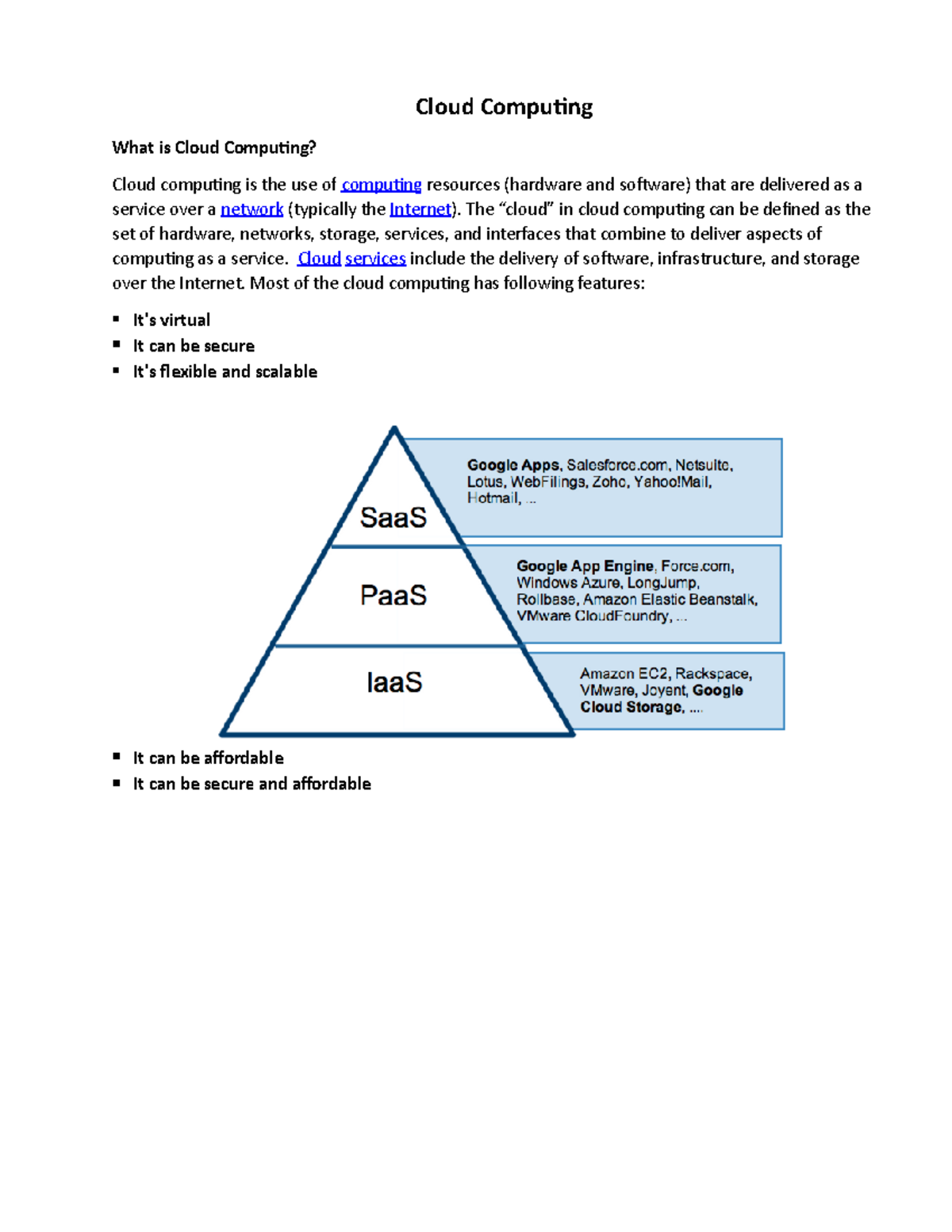 Cloud Computing Note old - Cloud Computing What is Cloud Computing? Cloud computing is the use ...