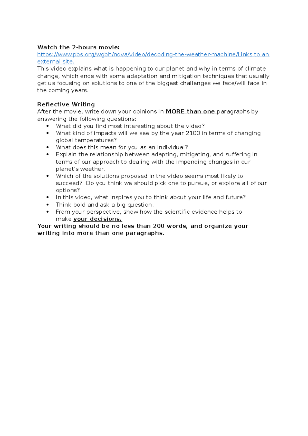 Decoding the Weather Machine - Watch the 2-hours movie: - Studocu