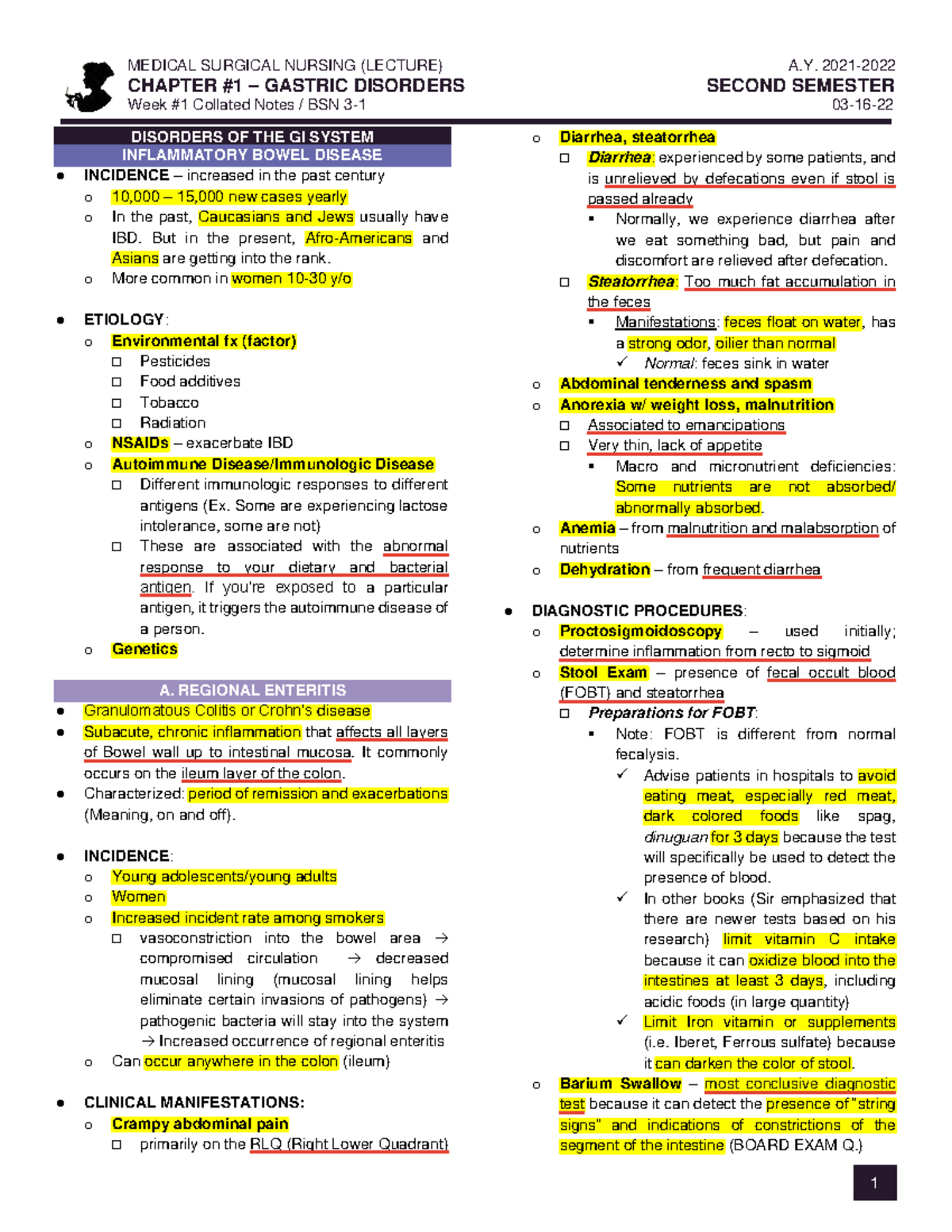 MSN LEC - inflammatory bowel disease - MEDICAL SURGICAL NURSING ...