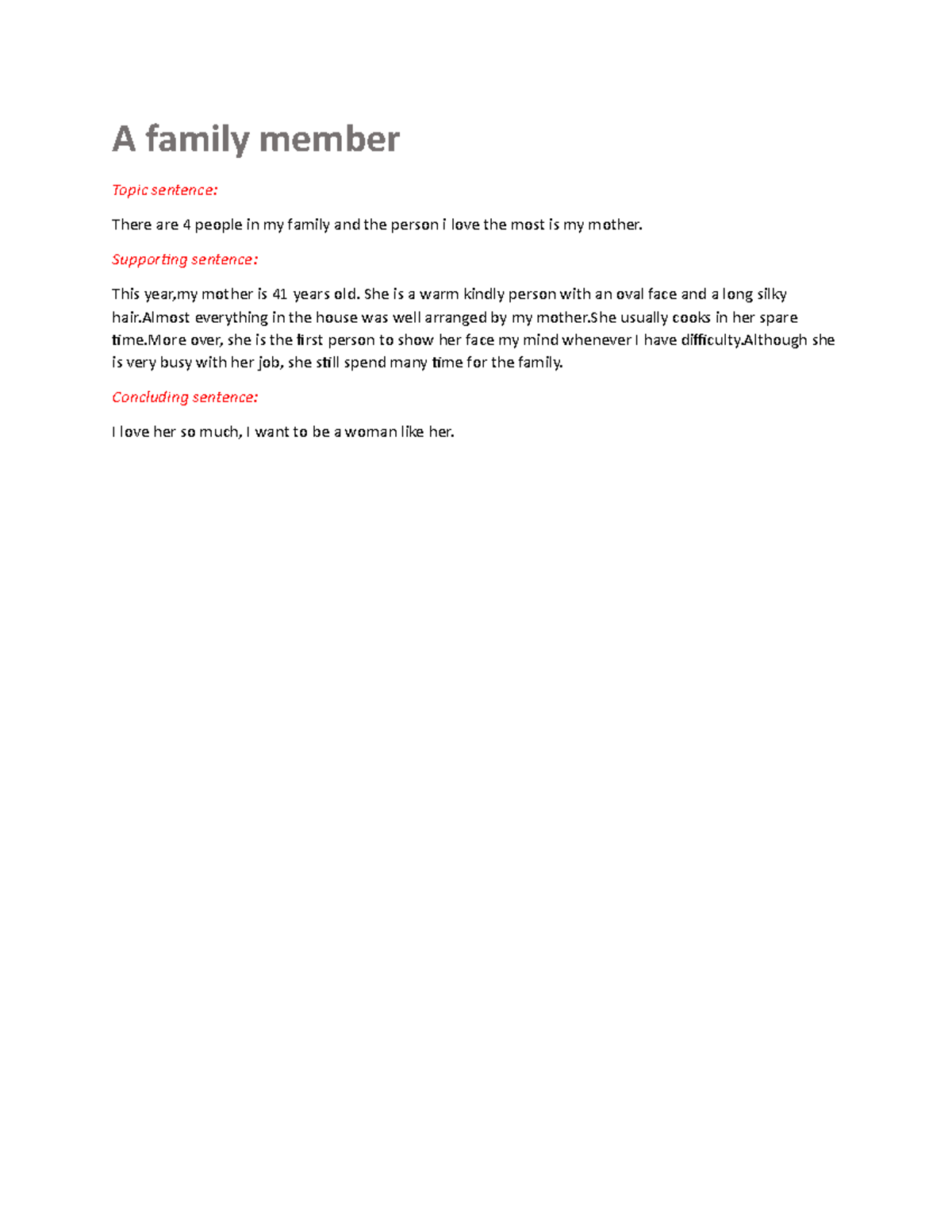 A family member - kjhasncrfu - A family member Topic sentence: There ...