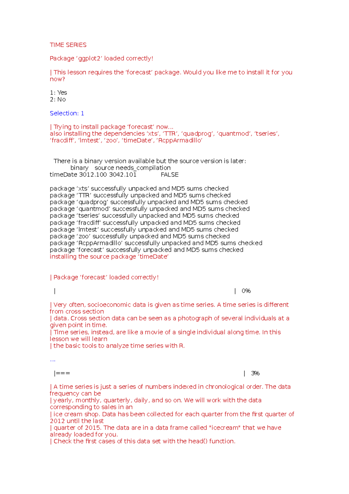 TIME Series - rstudio tutorial - TIME SERIES Package ‘ggplot2’ loaded ...