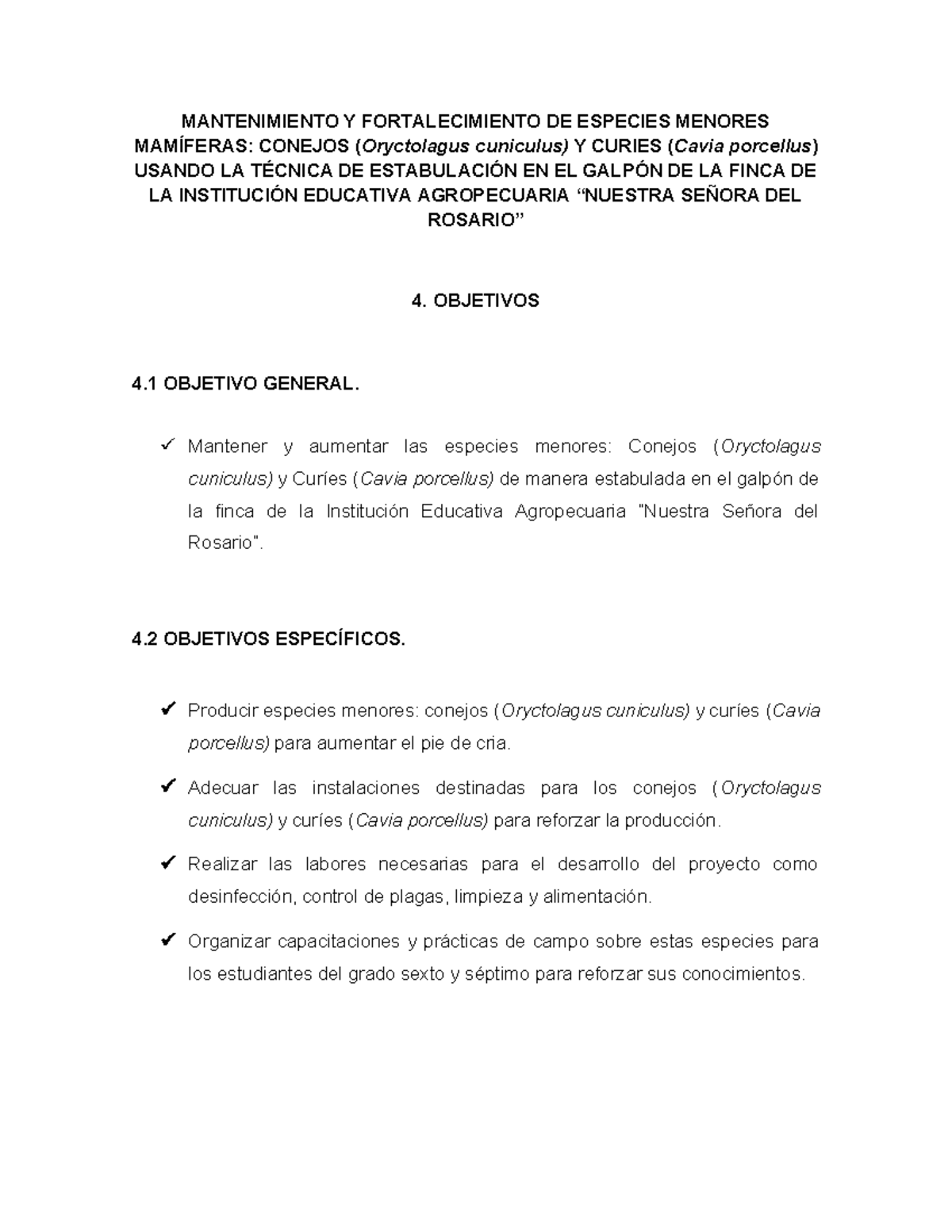 Sustentacion 2 - sadasdsa - MANTENIMIENTO Y FORTALECIMIENTO DE ESPECIES ...