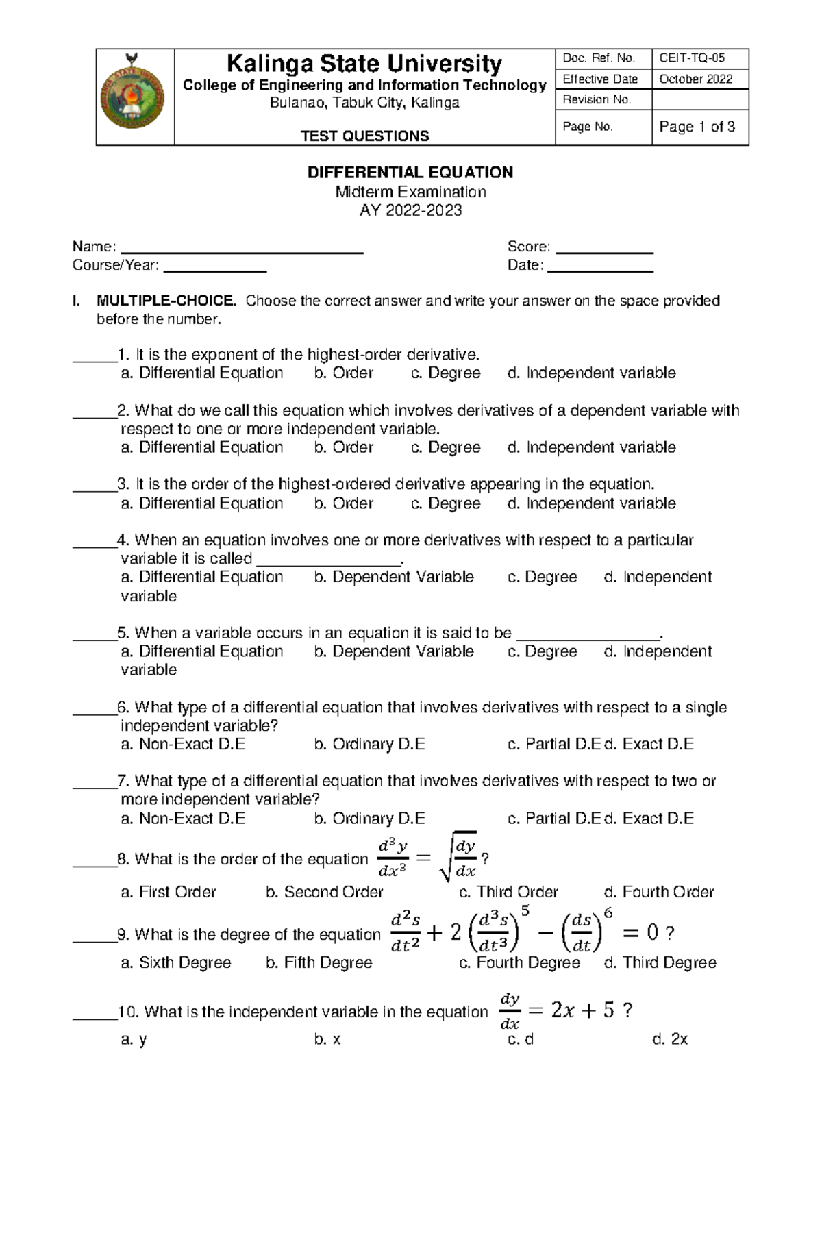 Midterm-Exam-2022-2023 - Kalinga State University College of ...
