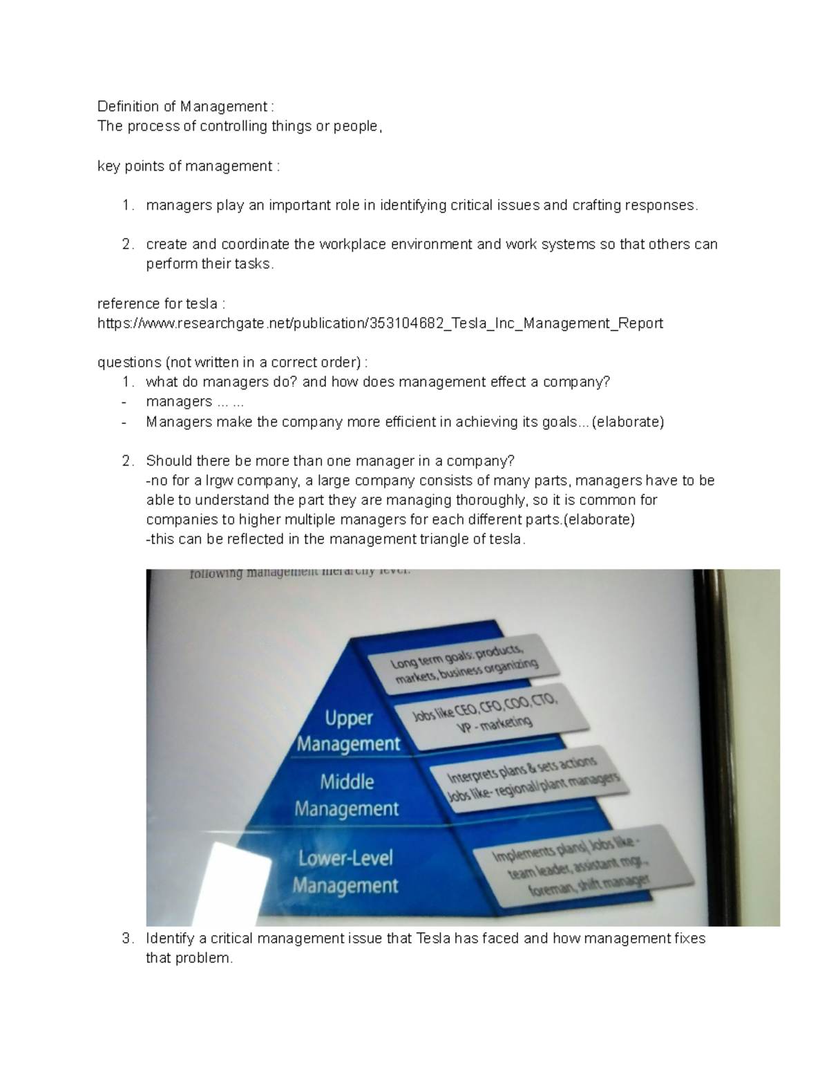 Management - summary ofc chapter 5 to chapter 7 - Definition of ...