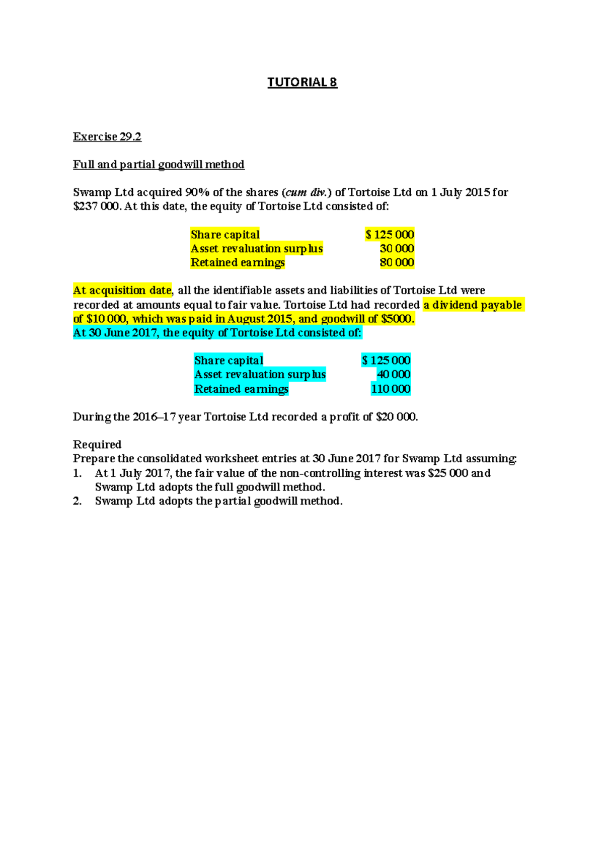 Tutorial 8(1) - NCI-CI - TUTORIAL 8 Exercise 29 Full and partial ...