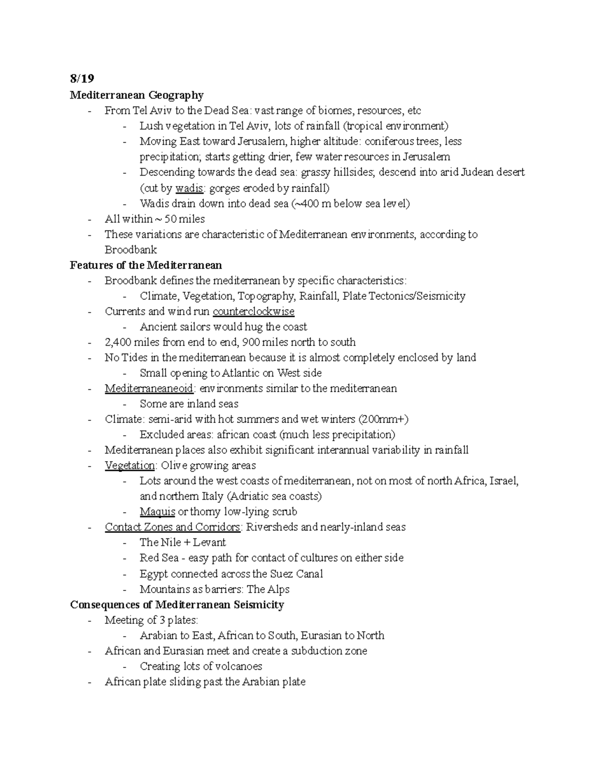 Clas Arch 3015 - Full Semester Notes - 8/ Mediterranean Geography ...