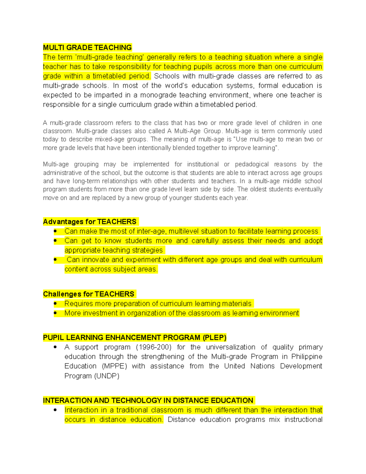 Multi Grade Teaching - LECTURE - MULTI GRADE TEACHING The term ‘multi ...