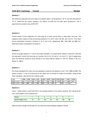 Tutorial- Rainfall - School of Civil and Environmental Engineering ...