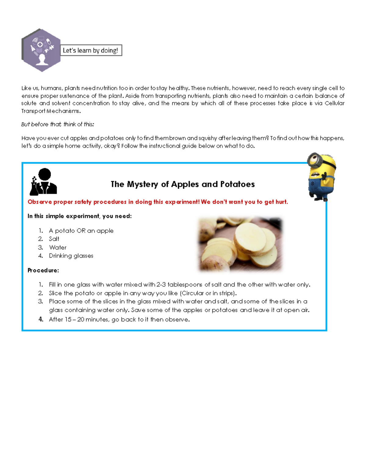 Activity 4 Lets Learn by Doing - Like us, humans, plants need nutrition ...