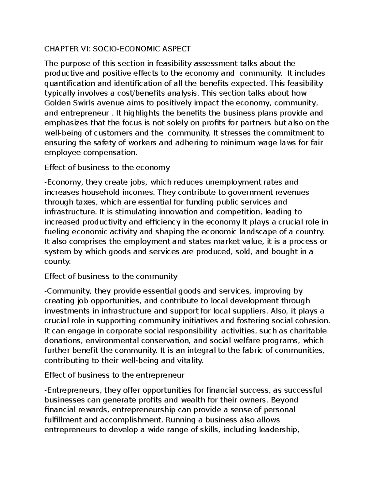 Chapter VI - I hope it's help - CHAPTER VI: SOCIO-ECONOMIC ASPECT The ...