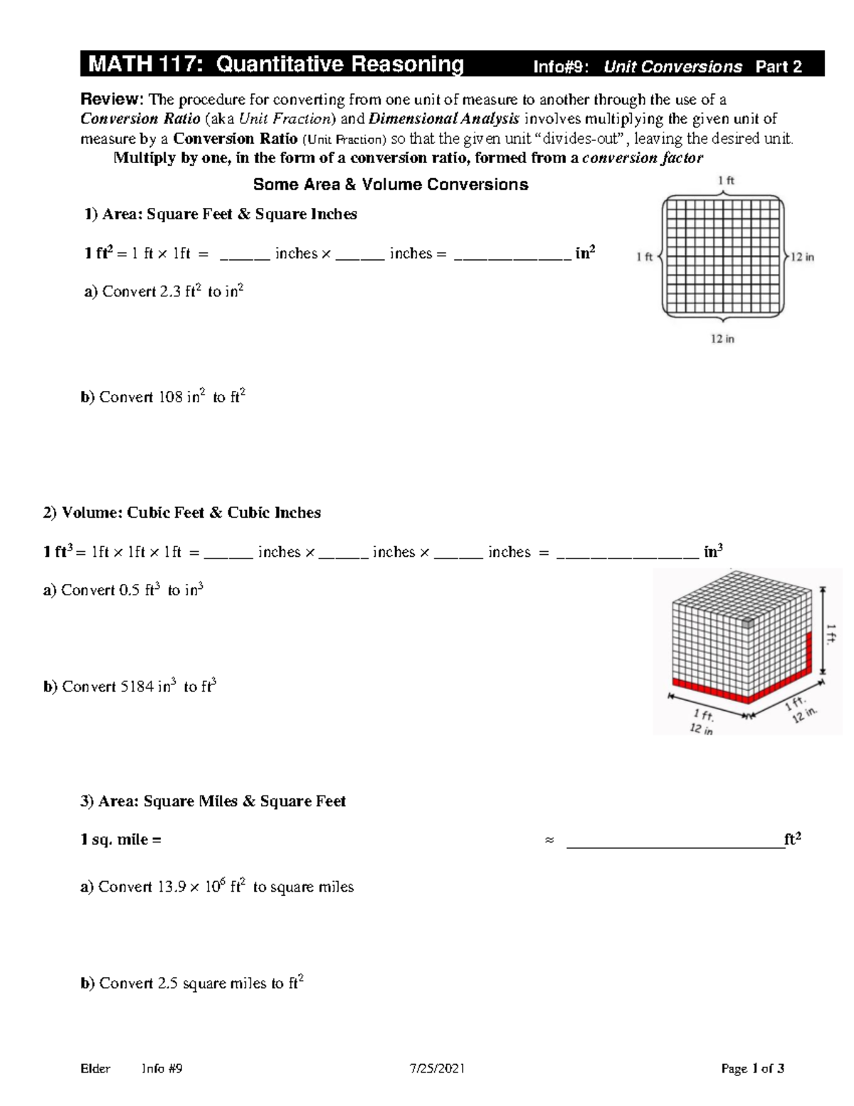 9-Info9-Unit Conversions Part2 - Elder Info #9 7/25/2021 Page 1 of 3 ...