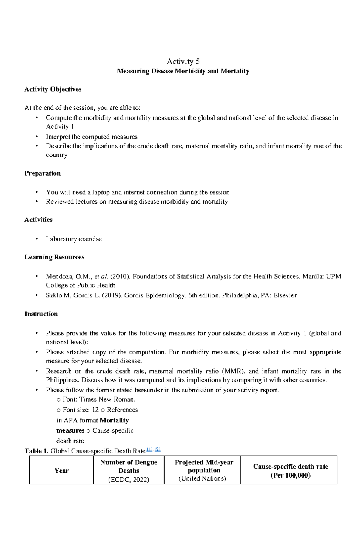 Act 5 Epidemlab - An activity on Measuring Disease Morbidity and ...