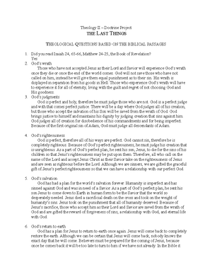 Visiting Churches project - Theology II –Doctrine Project VISITING THE ...