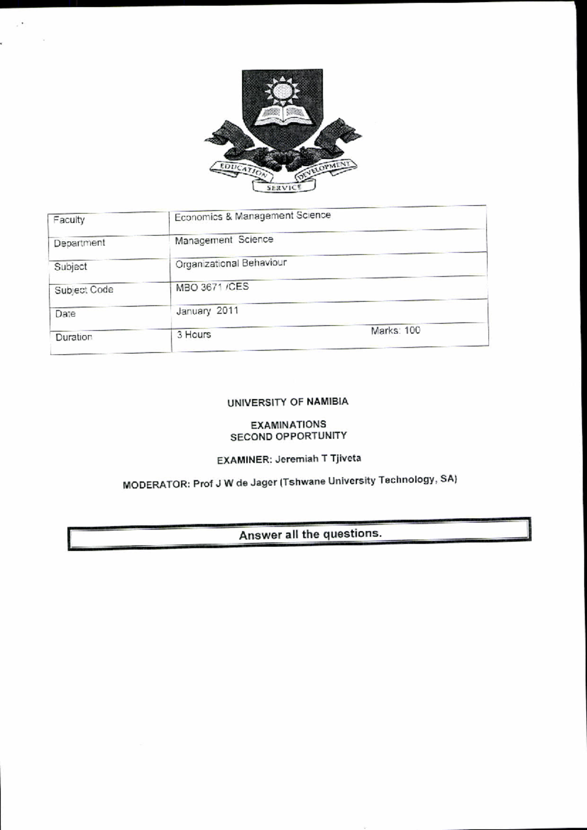 Mbo3671 2011 01 sop di - Notes - EDUCATION DEVILOPMENT SERVICE Faculty ...