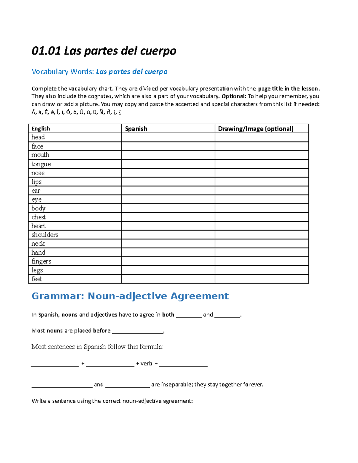 01 01 notes - period queen ur mom - 01 Las partes del cuerpo Vocabulary ...