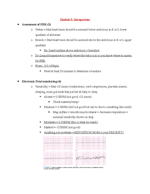 OB Exam 4 Study Guide - NUR 335 Module 7 - 8 OB Exam 4 Study Guide ...