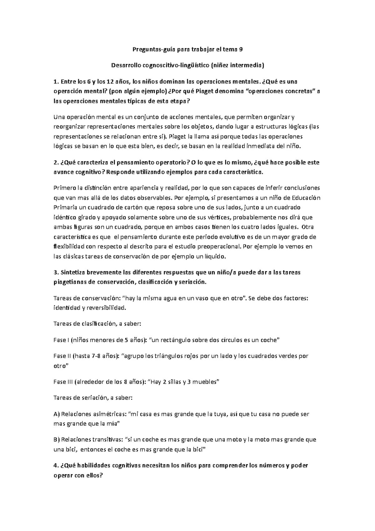 Ejercicio de seminario - Preguntas t9 - para trabajar el tema 9 Desarrollo intermedia) 1. Entre ...