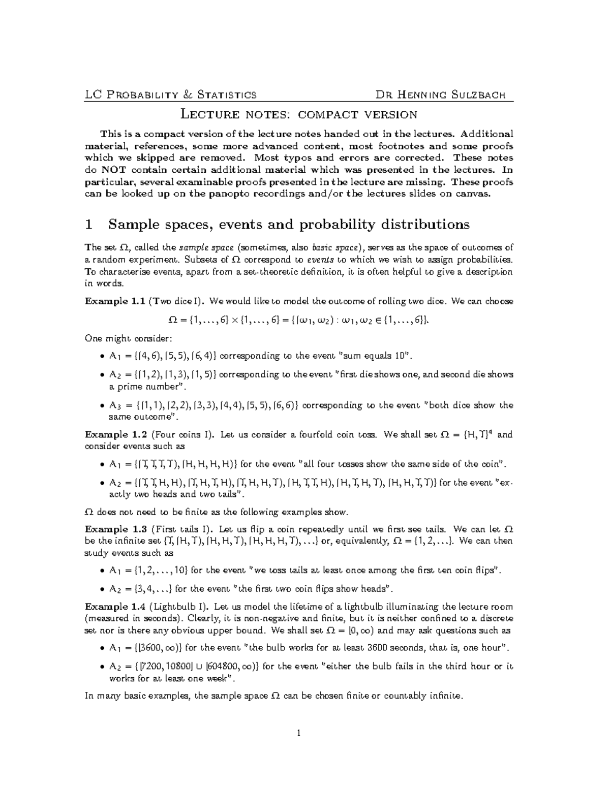 LC Probability and Statistics - Complete notes (Compact) - LC ...