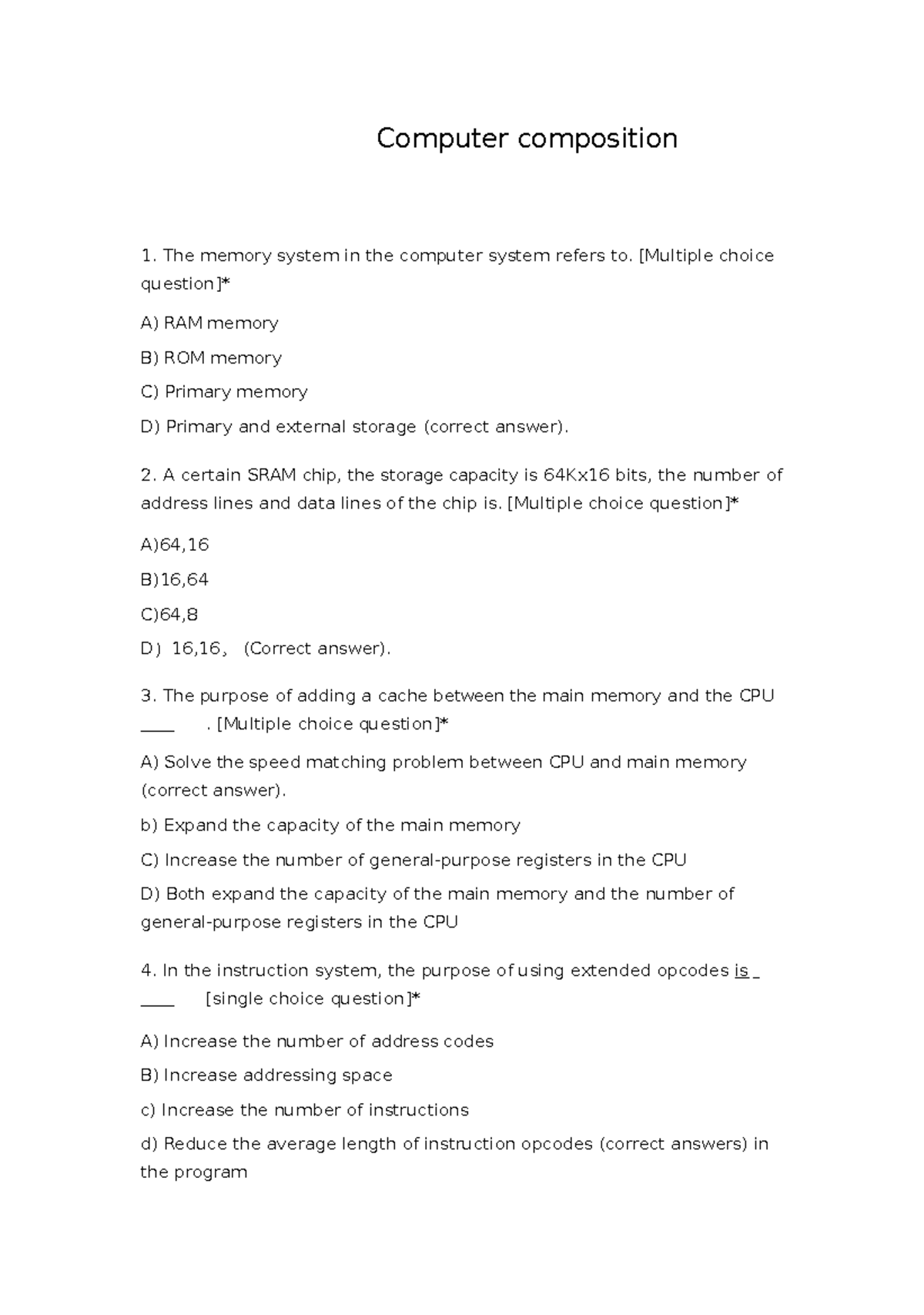 Computer composition - Computer composition The memory system in the ...