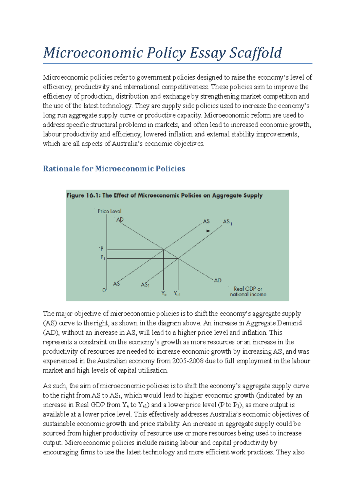 Essay 26 - economics - Microeconomic Policy Essay Scaffold ...