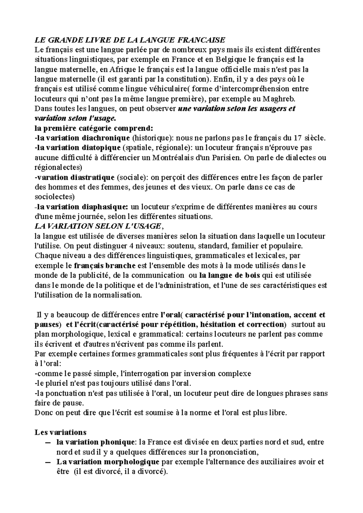 Riassunti ''le grand livre de la langue francaise'' - LE GRANDE LIVRE ...