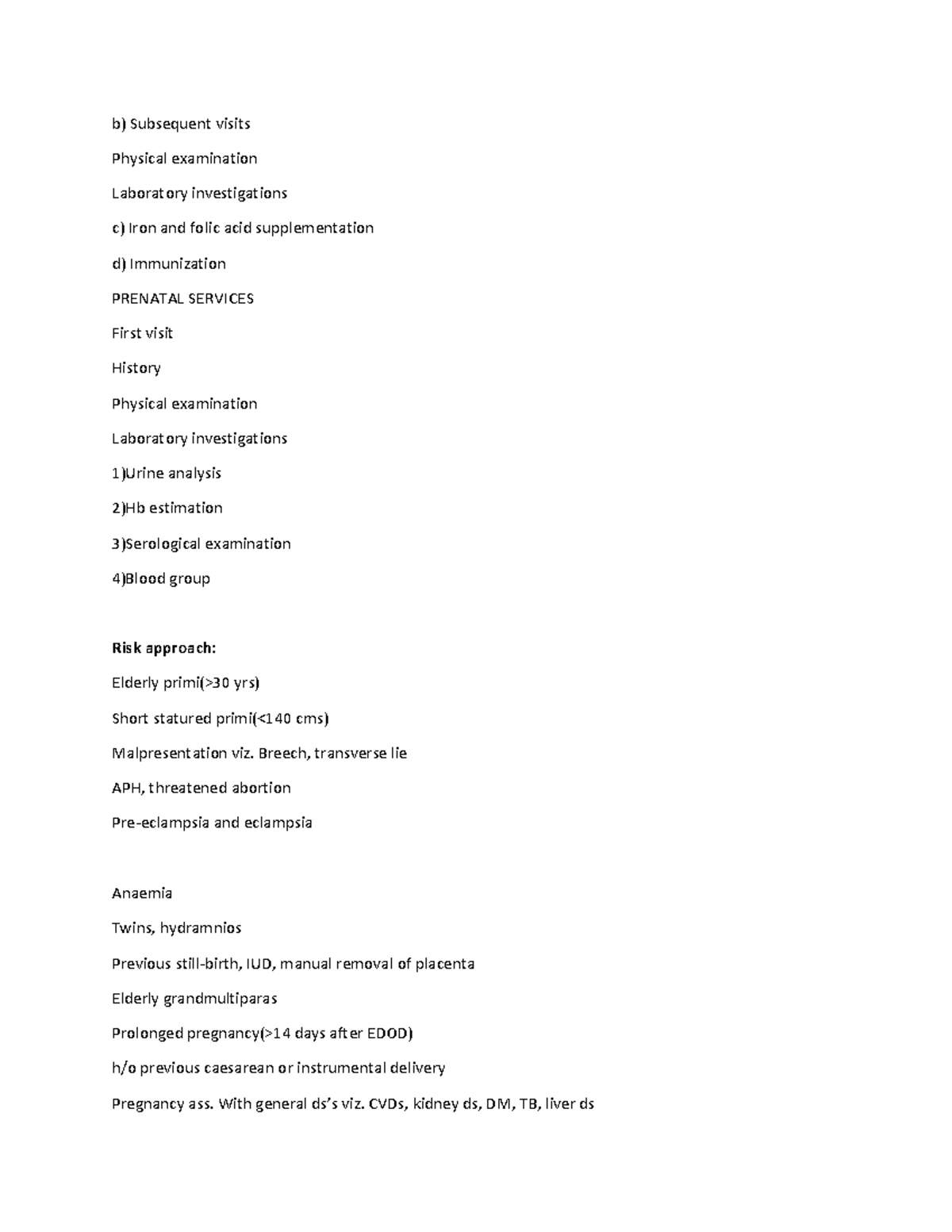 Postnatal care part 2 - These are lecture notes - b) Subsequent visits ...