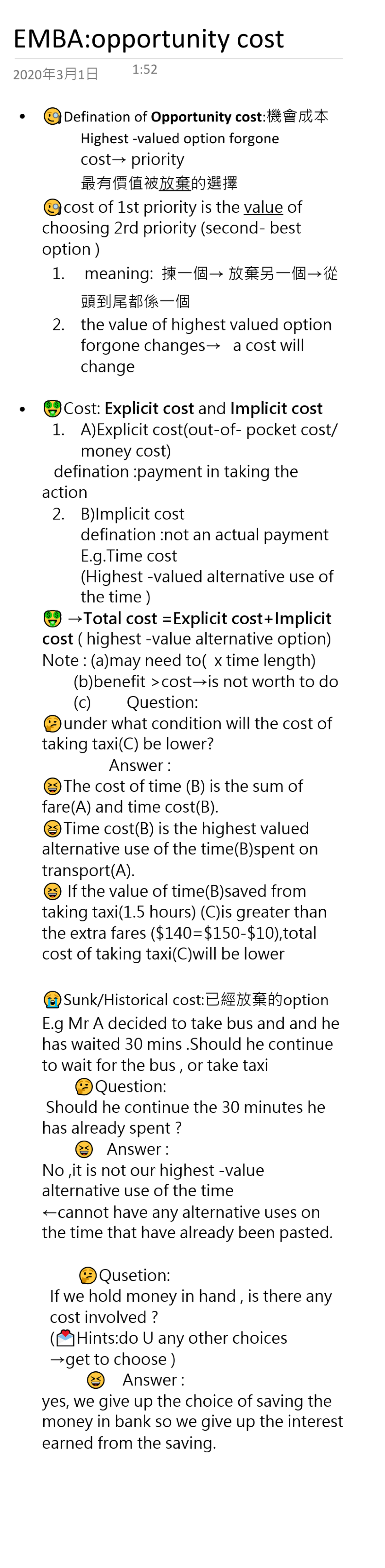 EMBAopportunity cost - EMBA - Common Professional Examination - Studocu