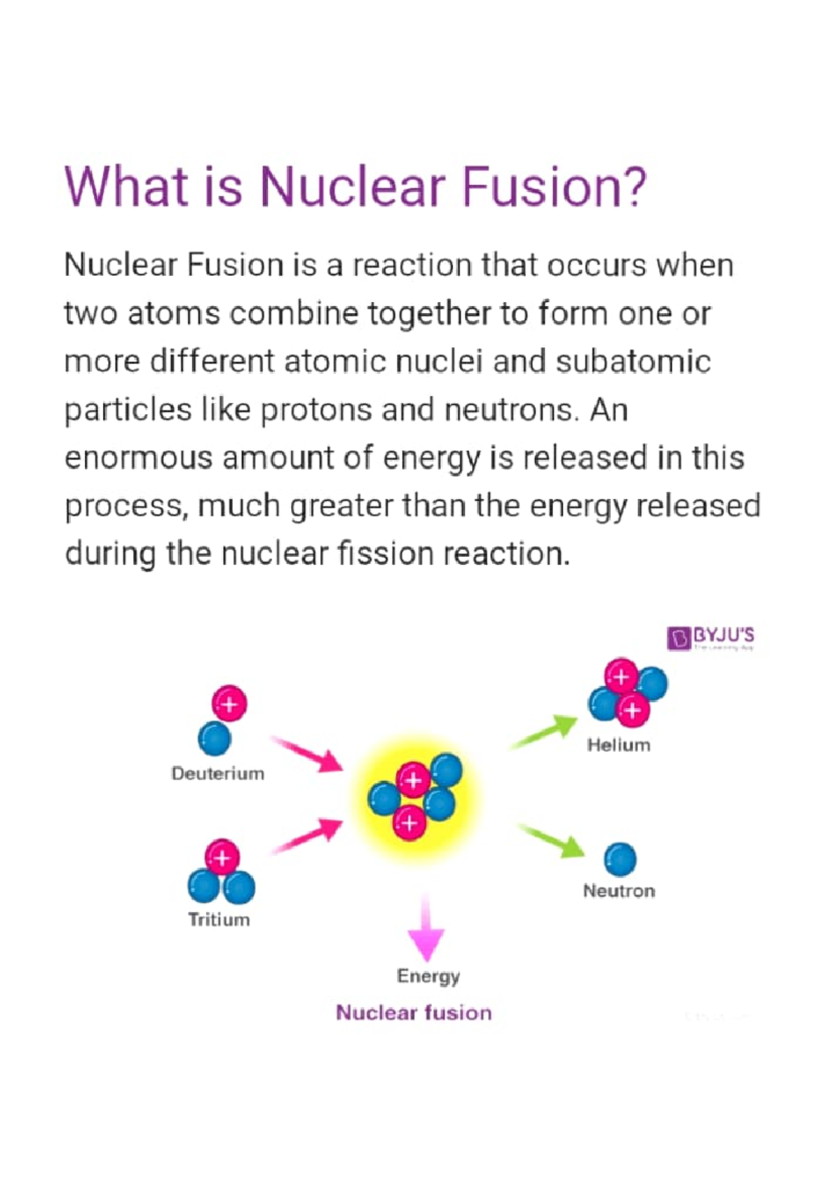 Nuclear fusion and Interaction of radiation with matter - chemistry ...